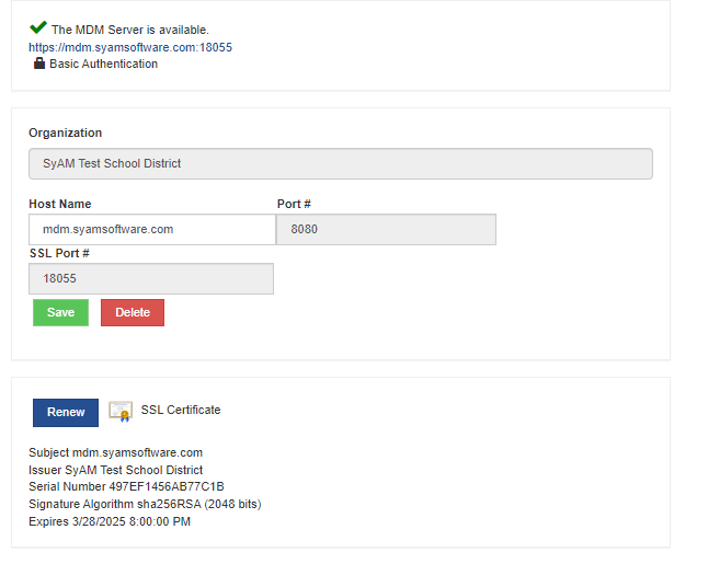 Renewing the MDM SSL Certificate